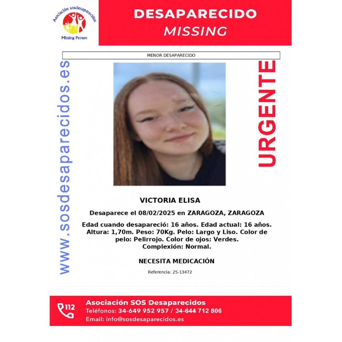 Desaparece una menor de 16 años en Zaragoza: necesita medicación