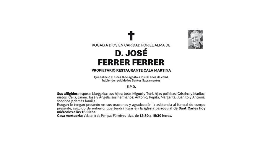 Esquela José Ferrer Ferrer - Diario de Ibiza