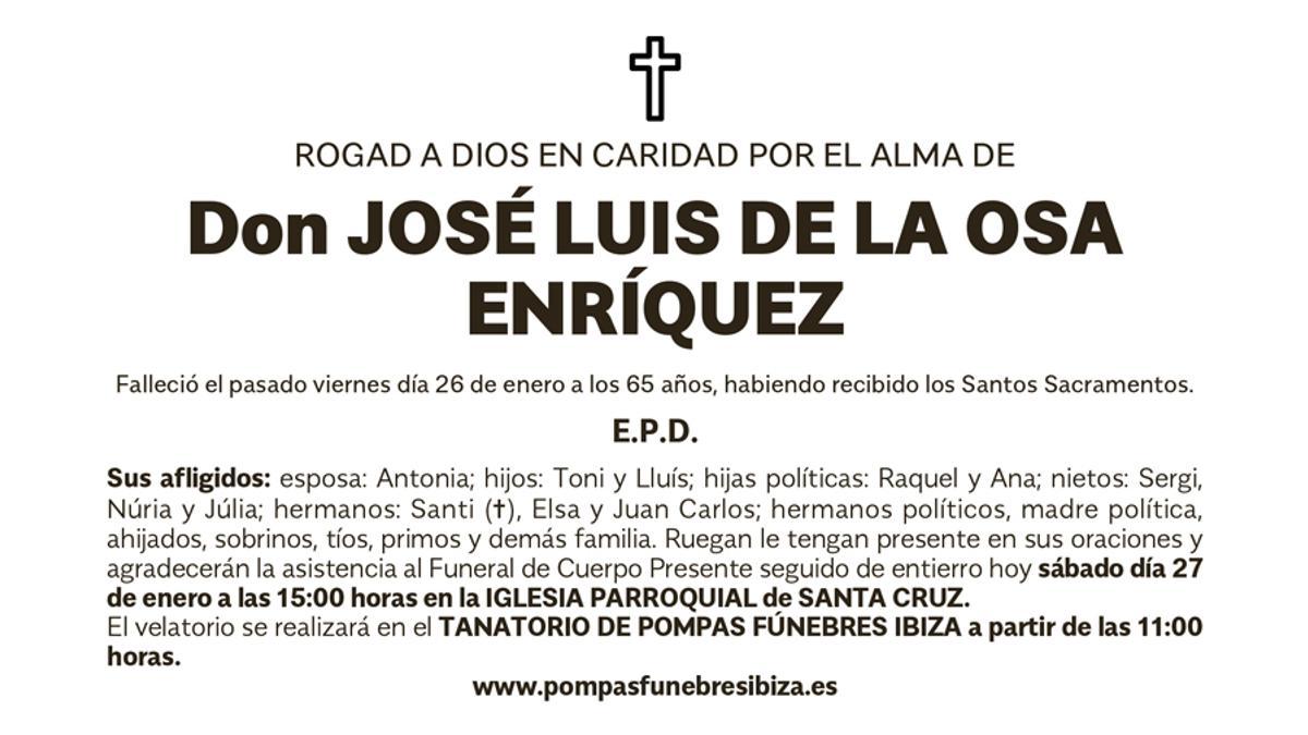 Esquela José Luis de la Osa Enríquez