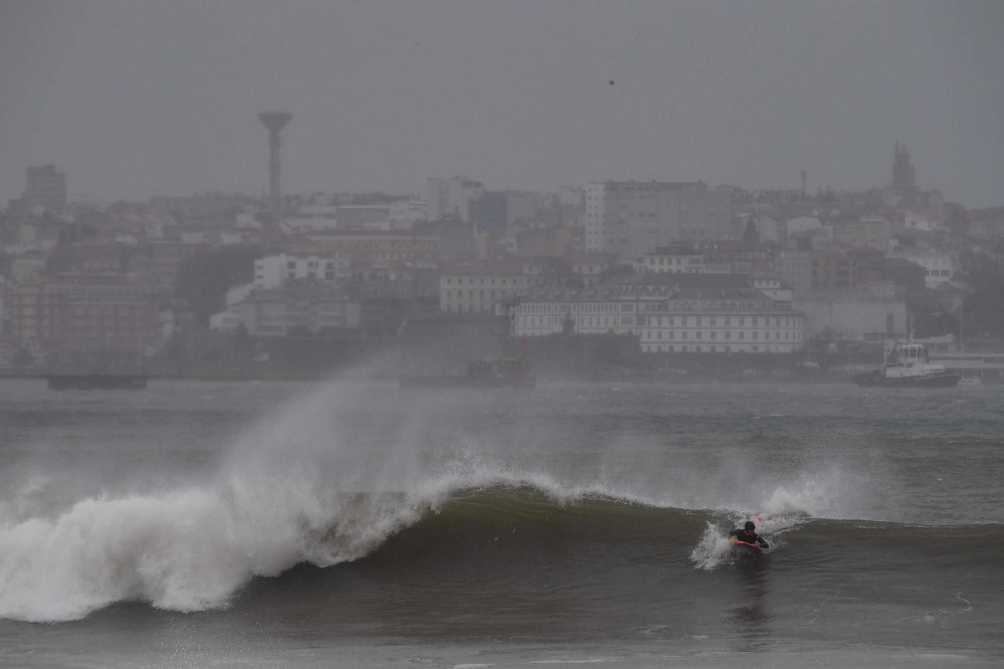 Temporal de viento y lluvia en A Coruña