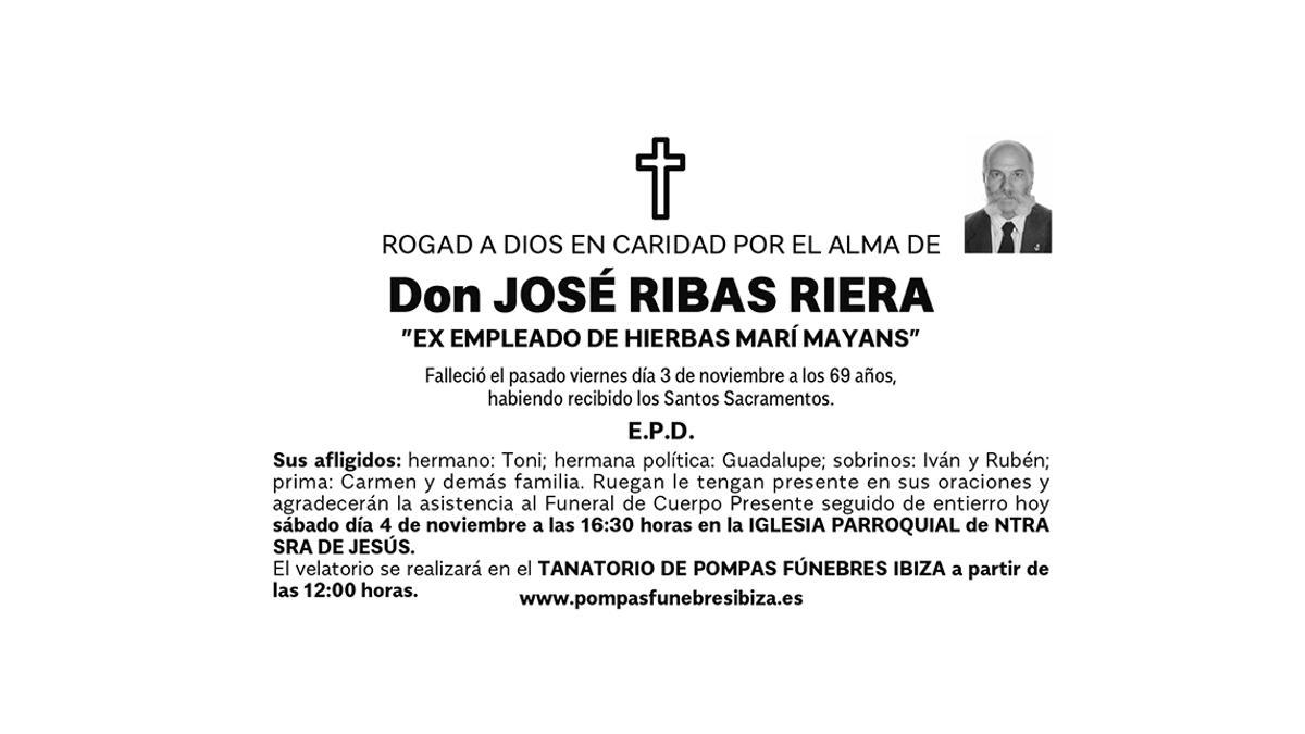 Esquela de José Ribas Riera