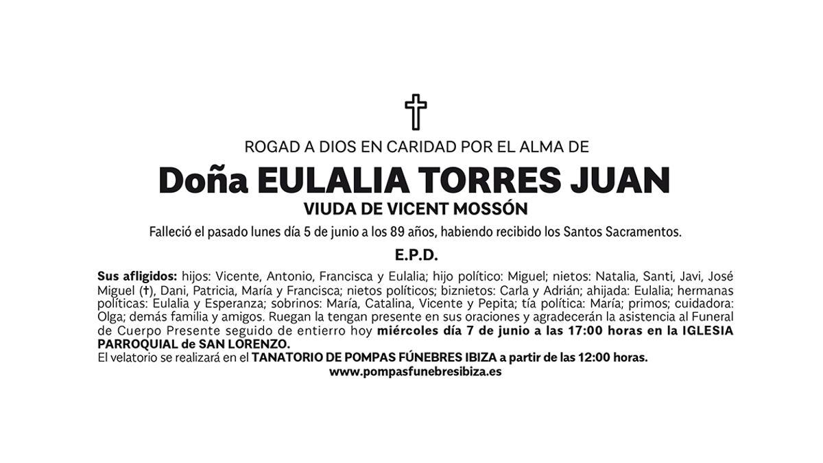 Esquela Eulalia Torres Juan
