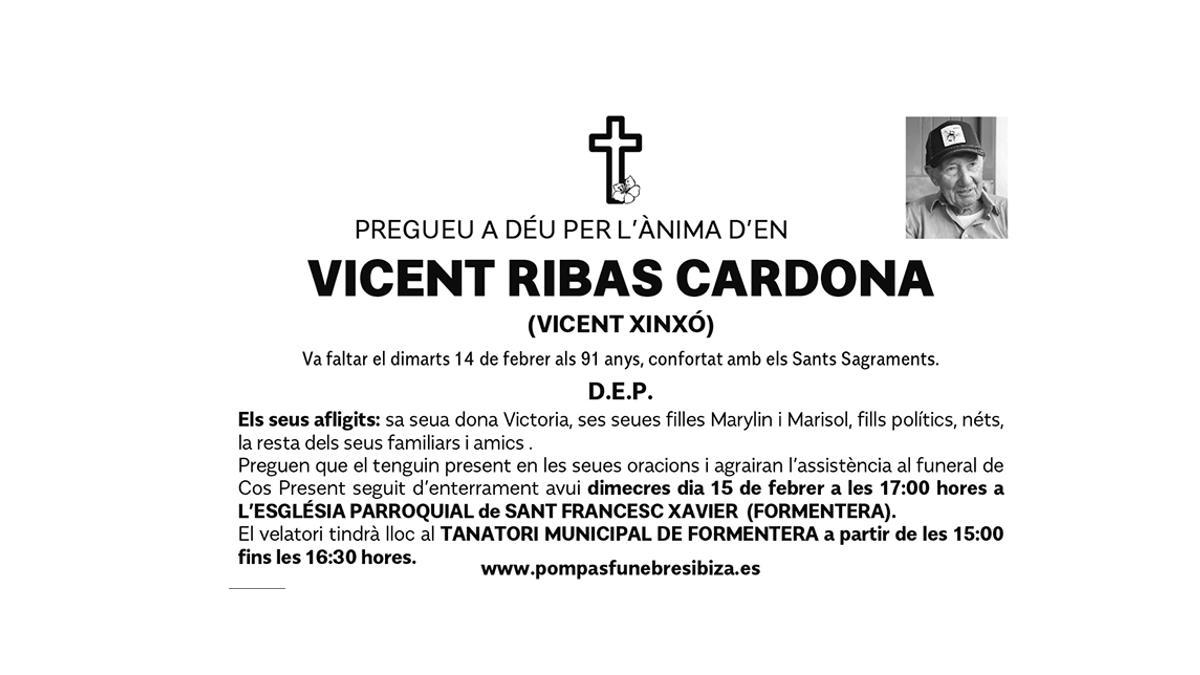 Esquela de don Vicente Ribas Cardona - Diario de Ibiza