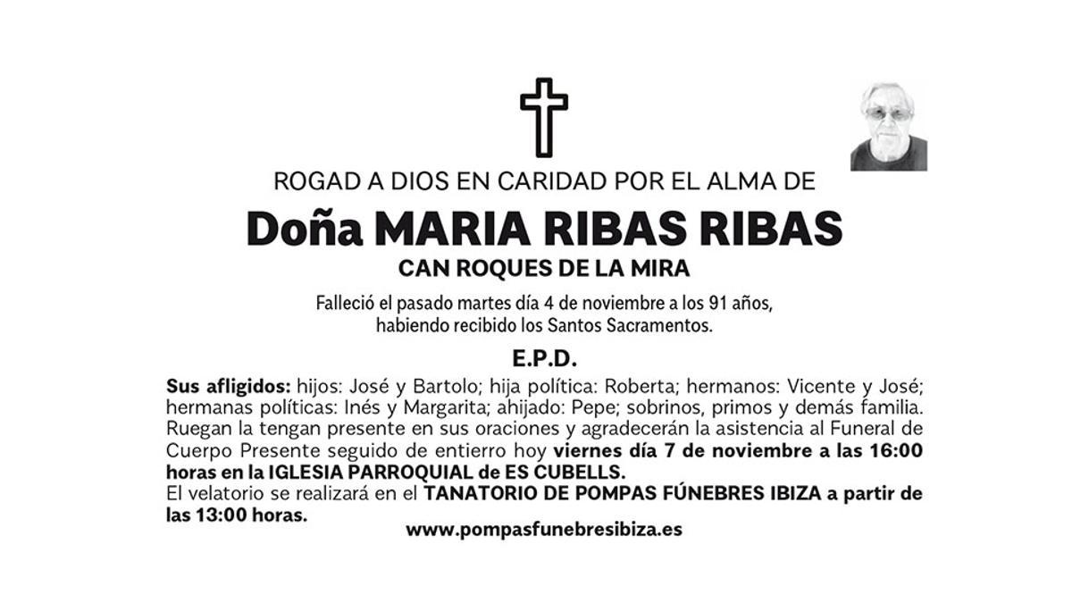 Esquela María Ribas Ribas
