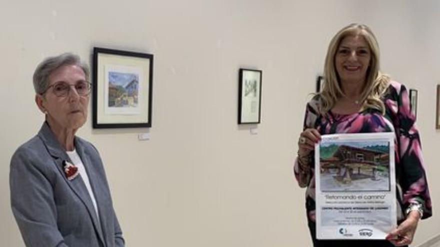 Elena de Arriba expone sus acuarelas en Lugones
