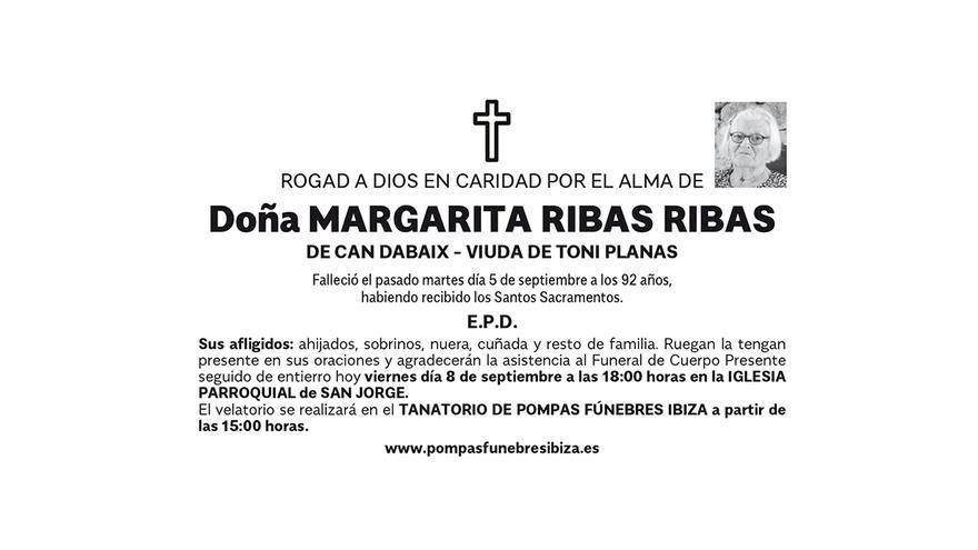 Esquela Margarita Ribas Ribas - Diario de Ibiza