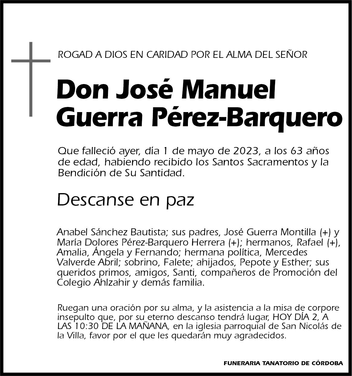 José Manuel Guerra Pérez-Barquero - Diario Córdoba