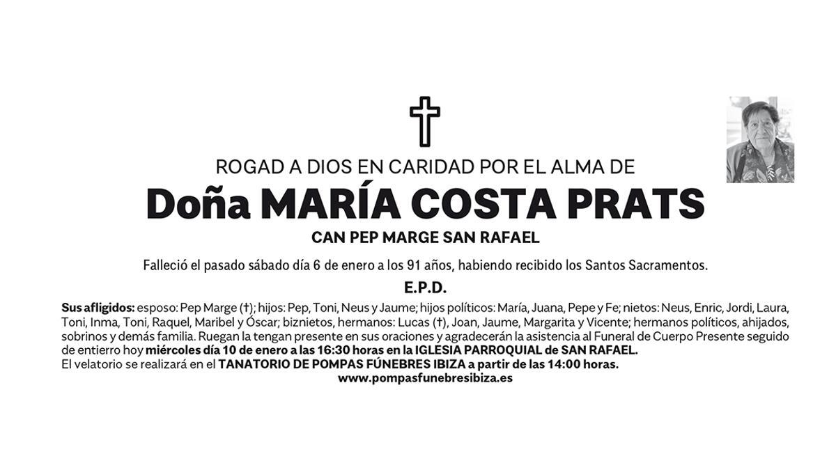 Esquela María Costa Prats