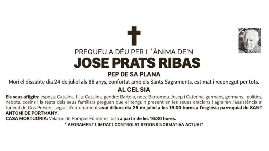 Esquela José Prats Ribas - Diario de Ibiza