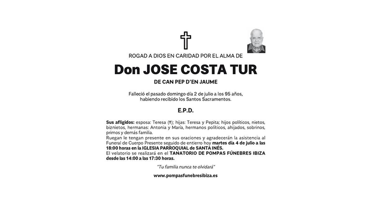Esquela José Costa Tur - Diario de Ibiza