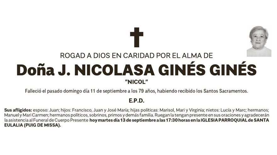 Esquela J. Nicolasa Gines Gines - Diario de Ibiza