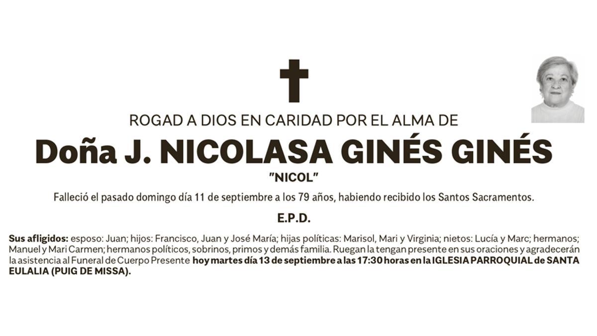Esquela J. Nicolasa Gines Gines