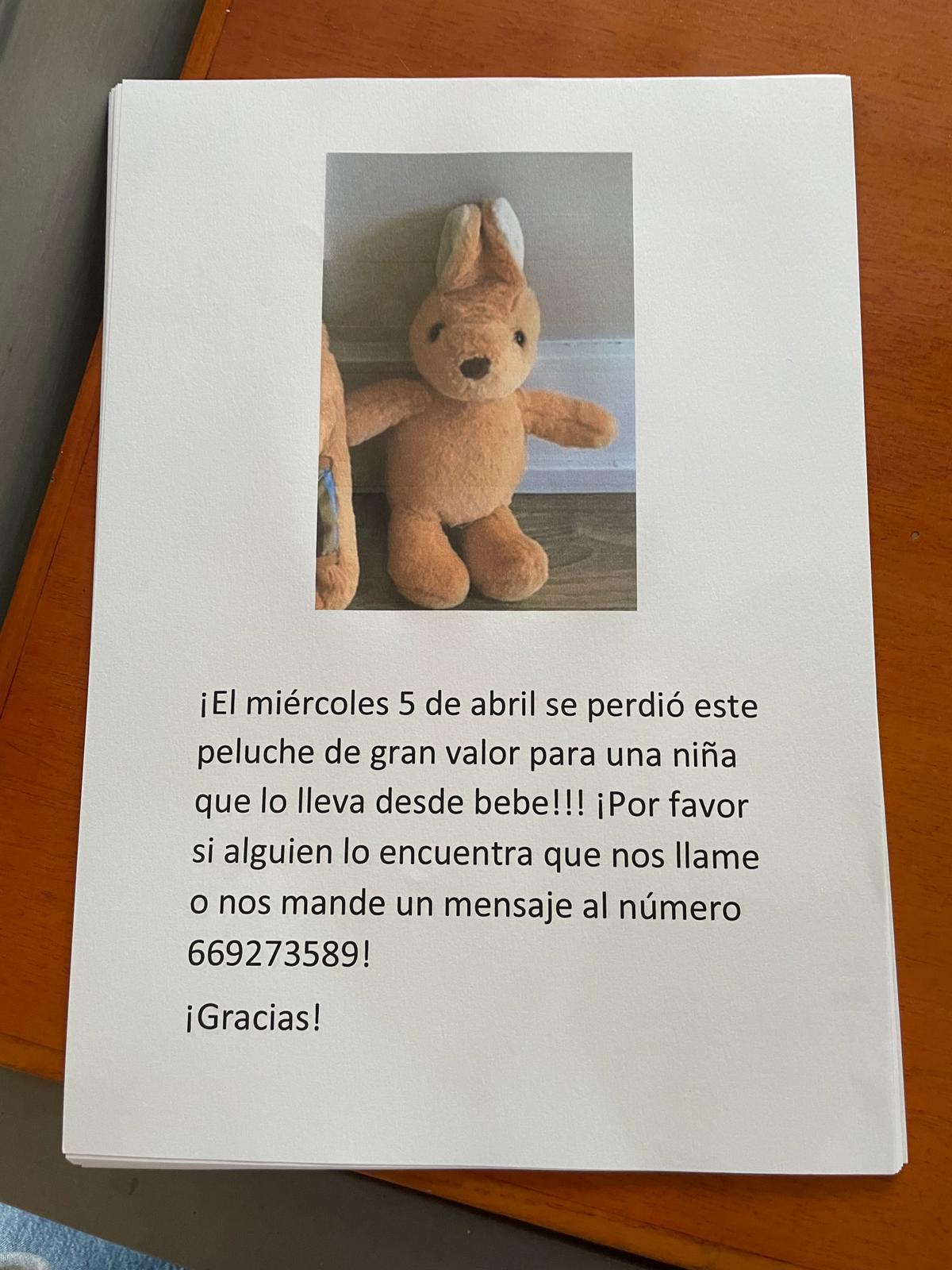 Buscan a "Jacky", un peluche perdido en Avilés