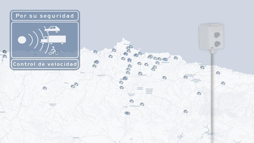 ¿Dónde están los 65 radares que Tráfico tiene en Asturias? El mapa que ...