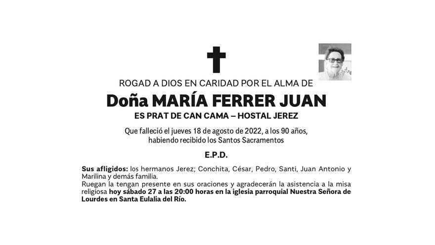 Esquela María Ferrer Juan - Diario de Ibiza