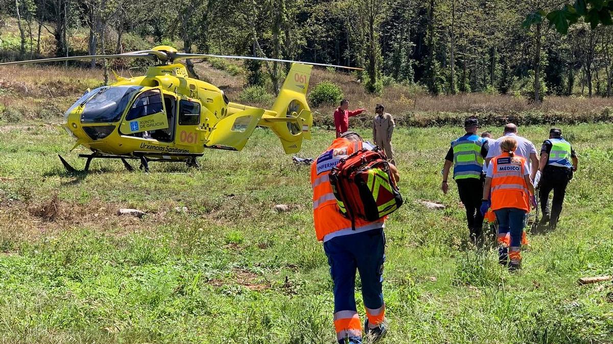Evacuado en helicóptero tras caerse desde un tejado en Portas