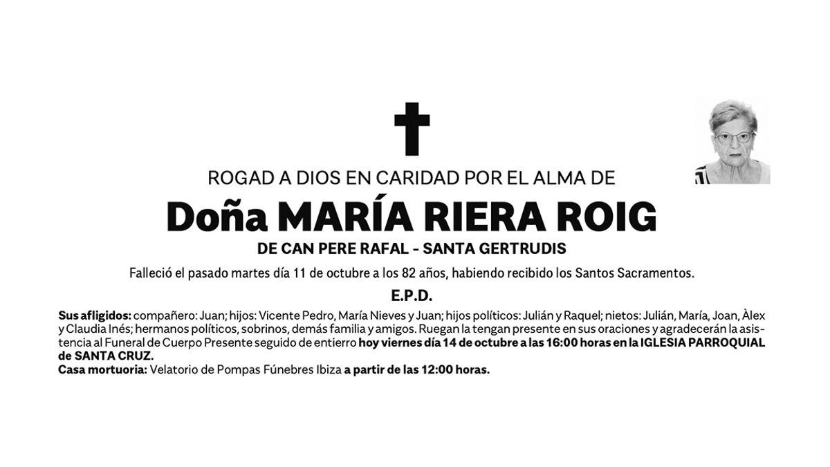 Esquela María Riera Roig