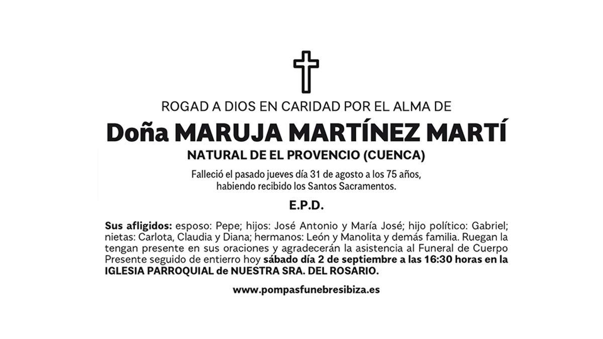 Esquela de doña Maruja Martínez Martí - Diario de Ibiza