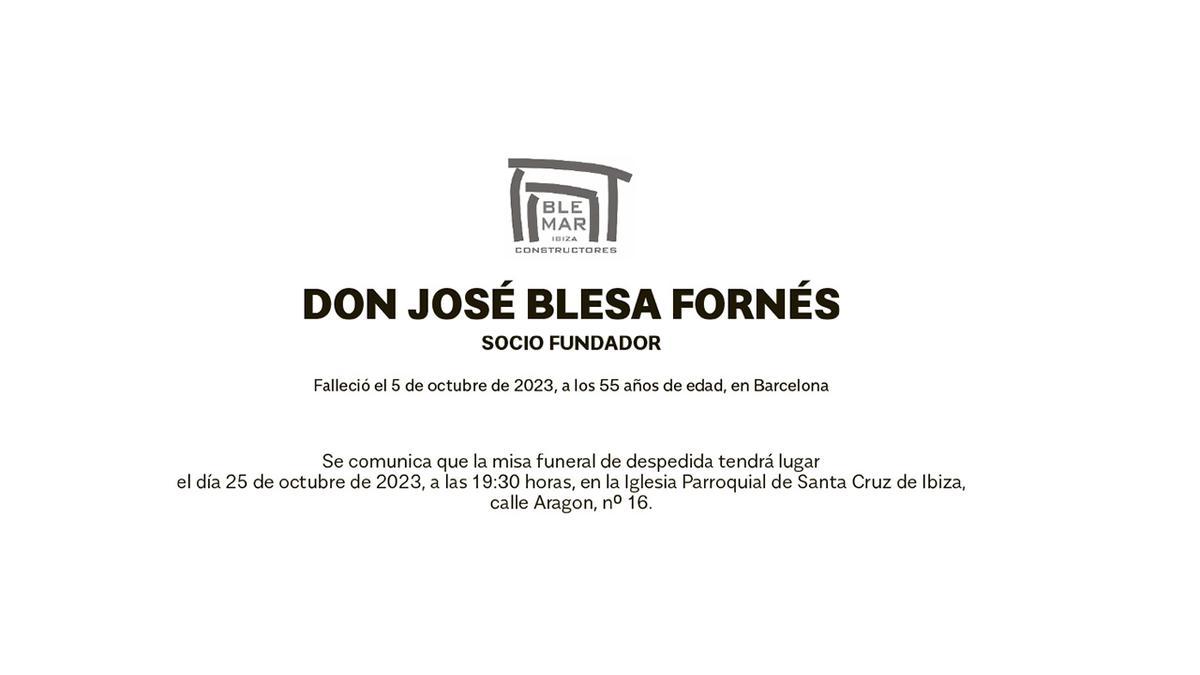 Esquela José Blesa Fornés - Diario de Ibiza