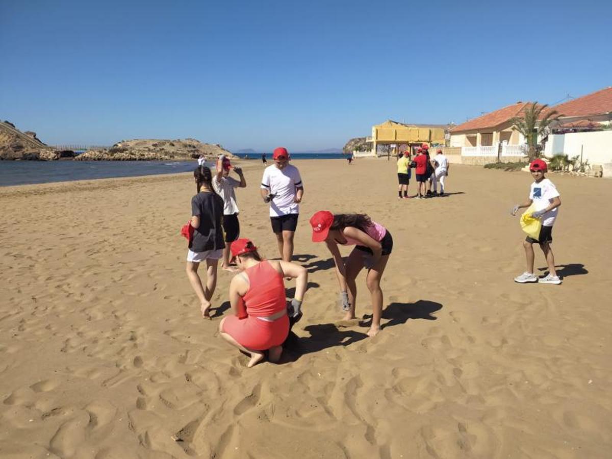 98 voluntarios limpian la playa La Reya en Mazarrón en una jornada ...