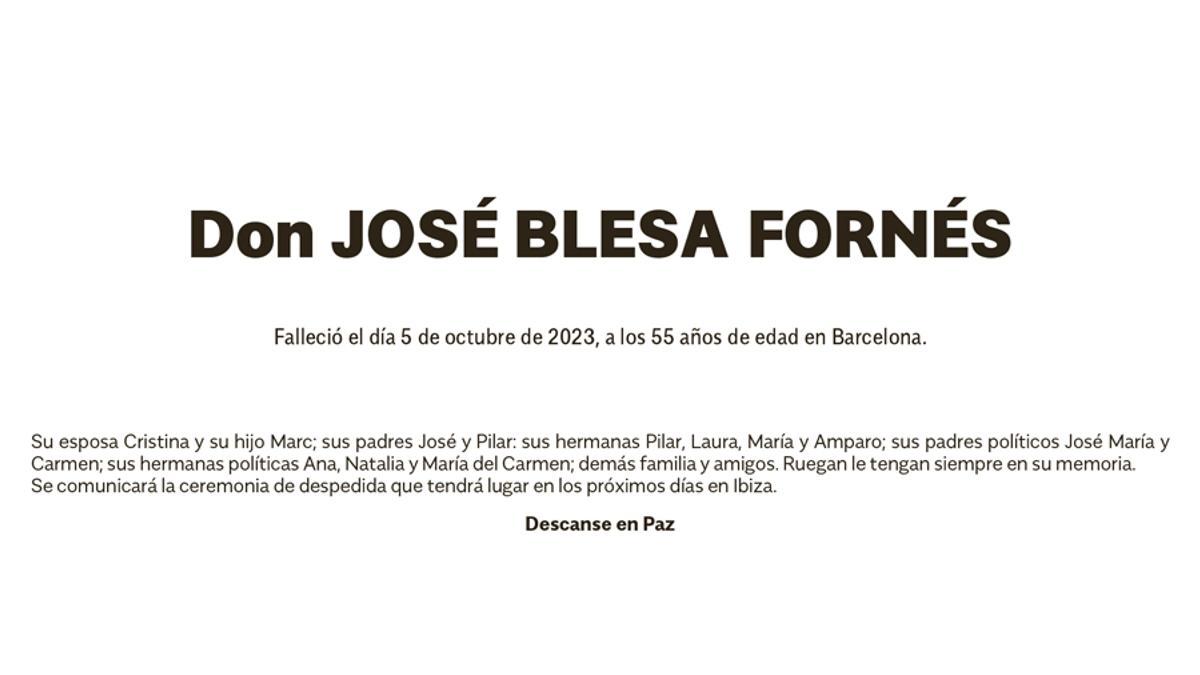 Esquela José Blesa Fornés