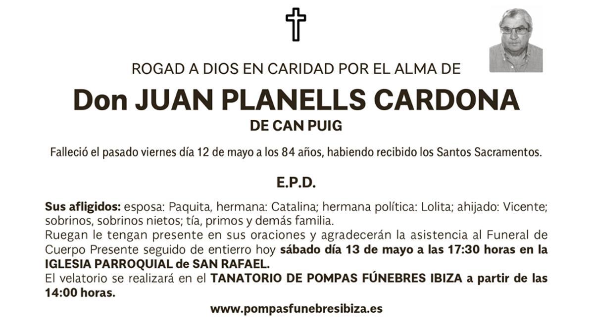 Esquela Juan Planells Cardona - Diario de Ibiza
