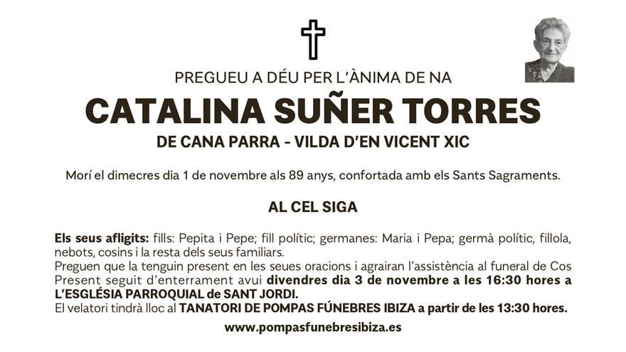 Esquela Catalina Suñer Torres - Diario de Ibiza