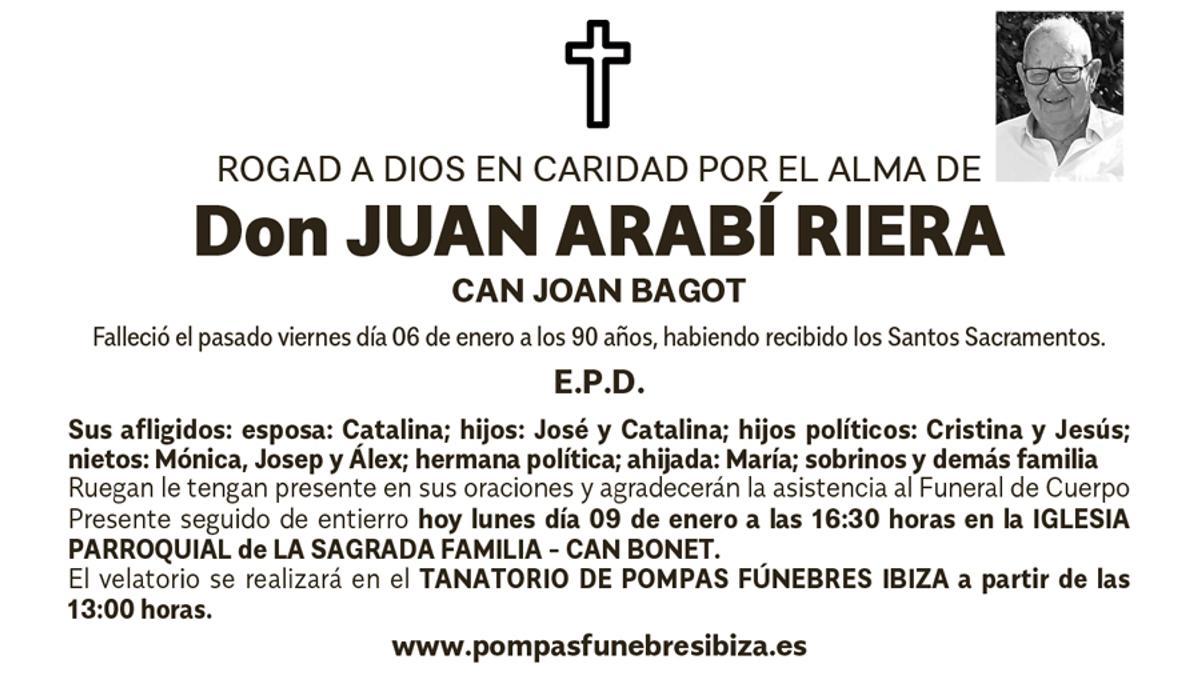 Esquela Juan Arabí Riera - Diario de Ibiza
