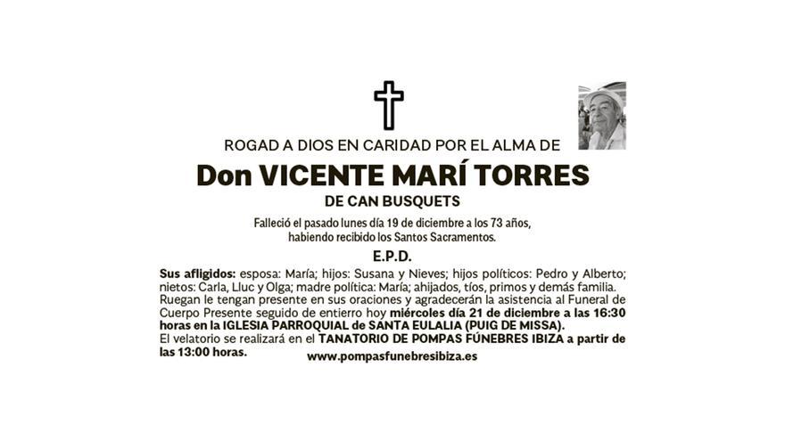 Esquela Vicente Marí Torres - Diario de Ibiza