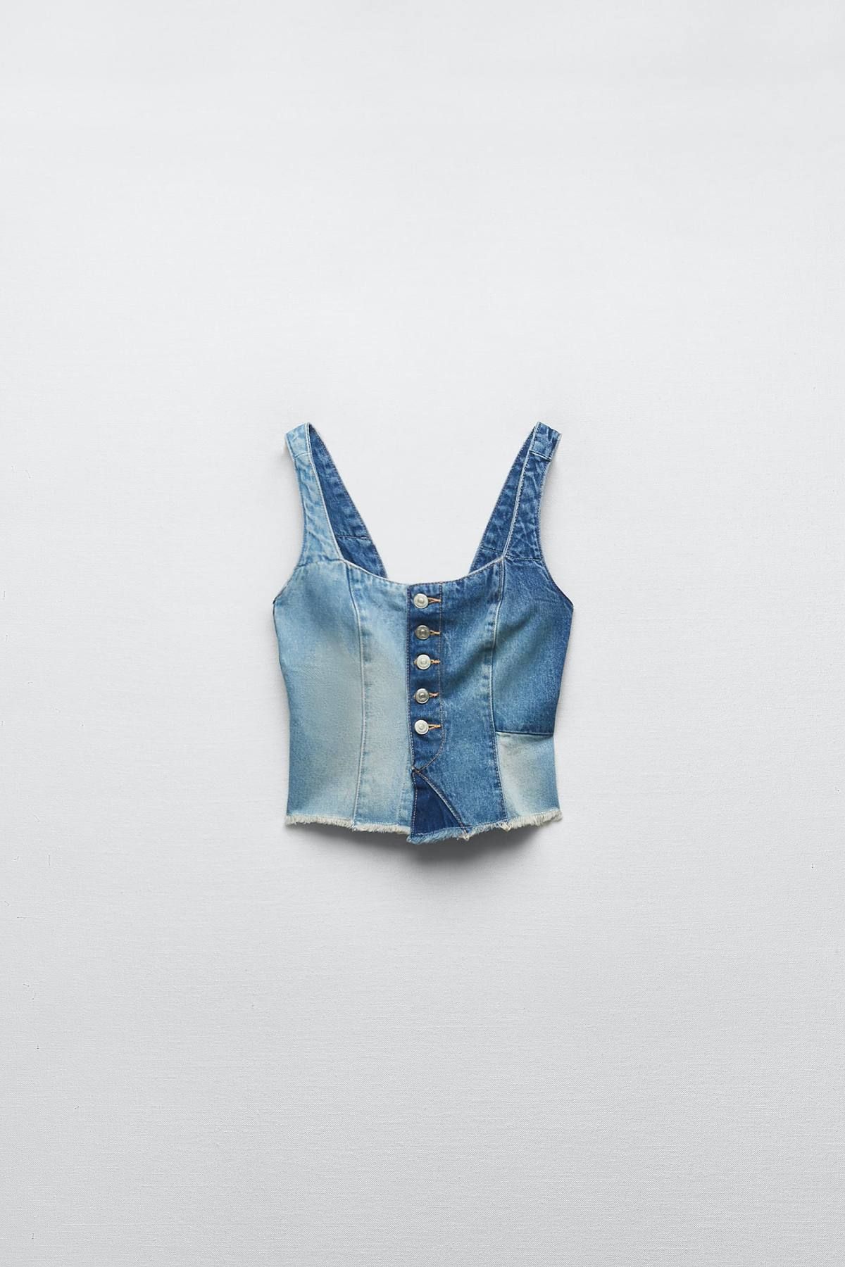 Novedades Zara | Vuelve el patchwork denim con el top que está ...