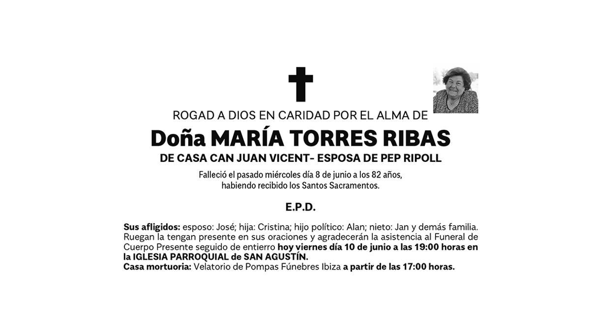 Esquela María Torres Ribas - Diario de Ibiza