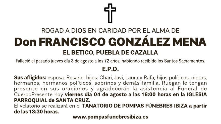 Esquela Francisco Gonzalez Mena - Diario de Ibiza