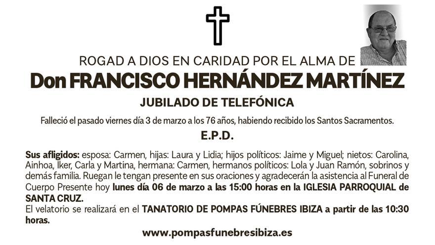 Esquela Francisco Hernández Martínez - Diario de Ibiza
