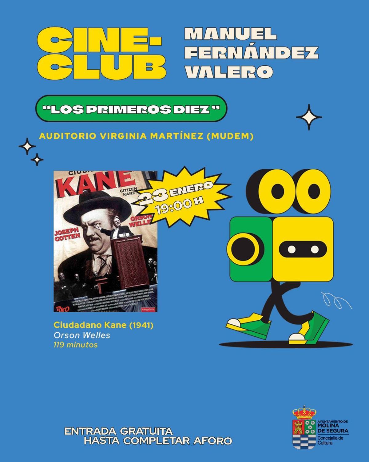 El Cine Club Manuel Fernández Valero de Mula arranca hoy su programación con 'Ciudadano Kane'