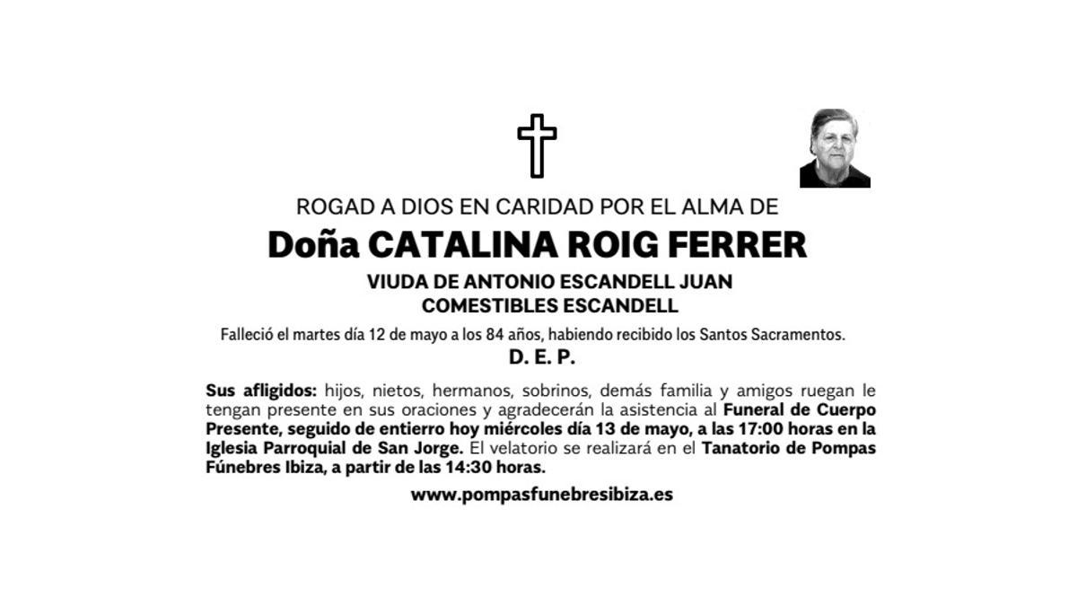 Esquela Catalina Roig Ferrer