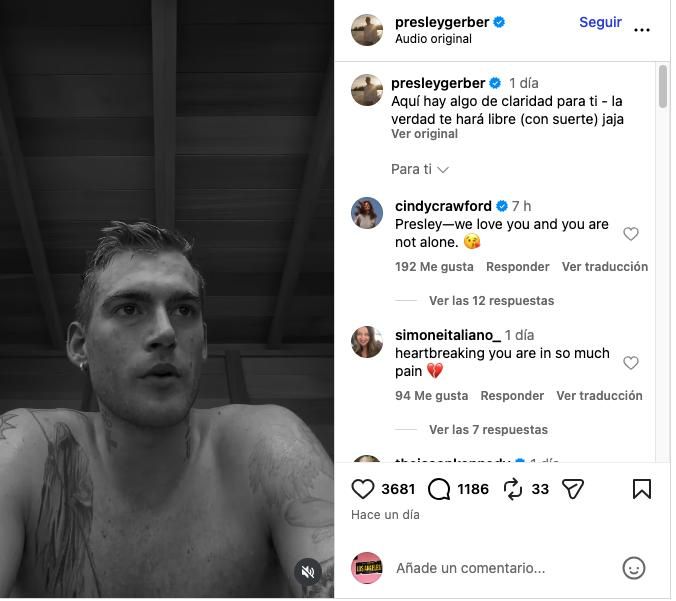 HIJO CINDY CRAWFORD SALUD MENTAL El impactante vídeo de Presley Gerber, el hijo de Cindy ...