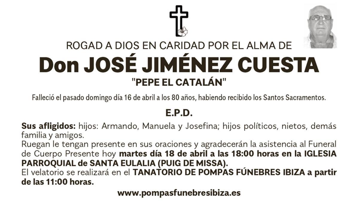 Esquela José Jiménez Cuesta - Diario de Ibiza
