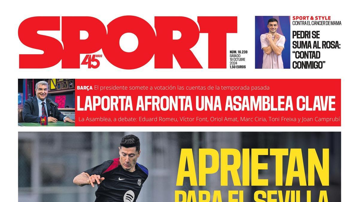 La portada de SPORT de hoy sábado, 19 de octubre de 2024