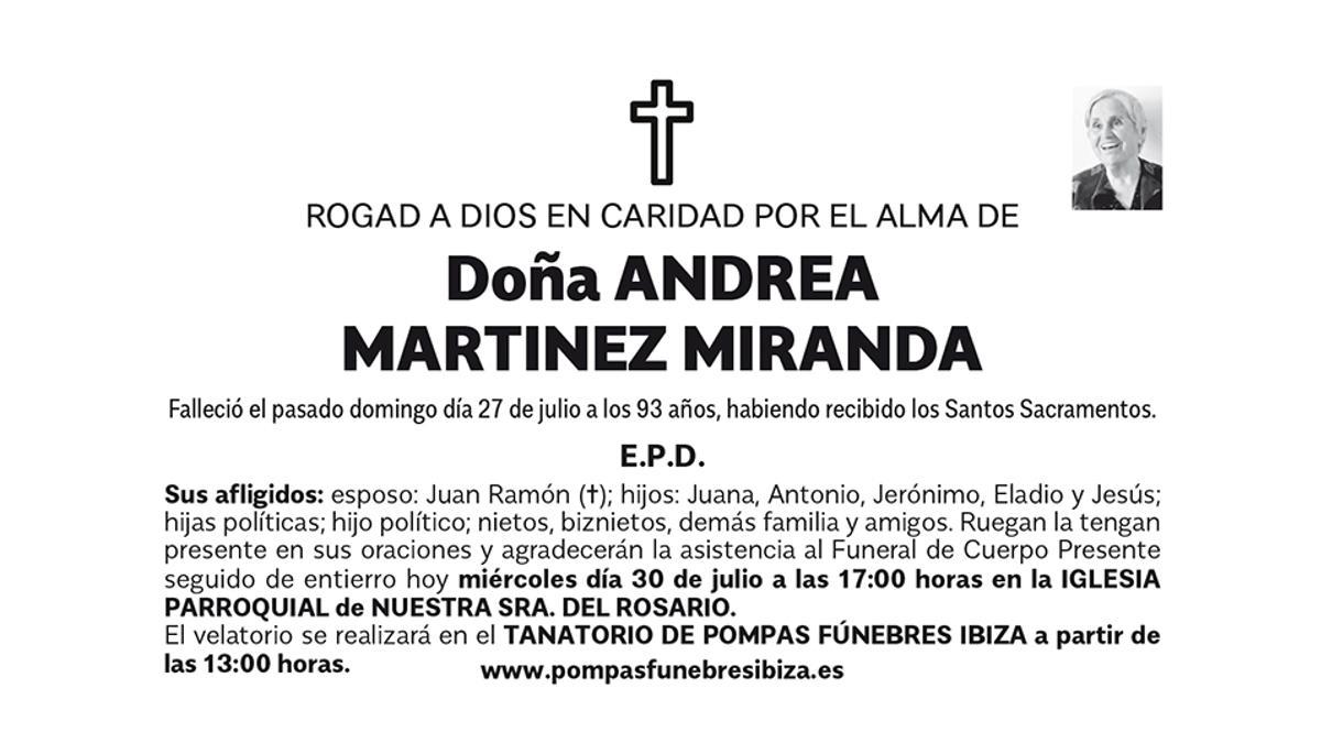 Esquela Andrea Martinez Miranda