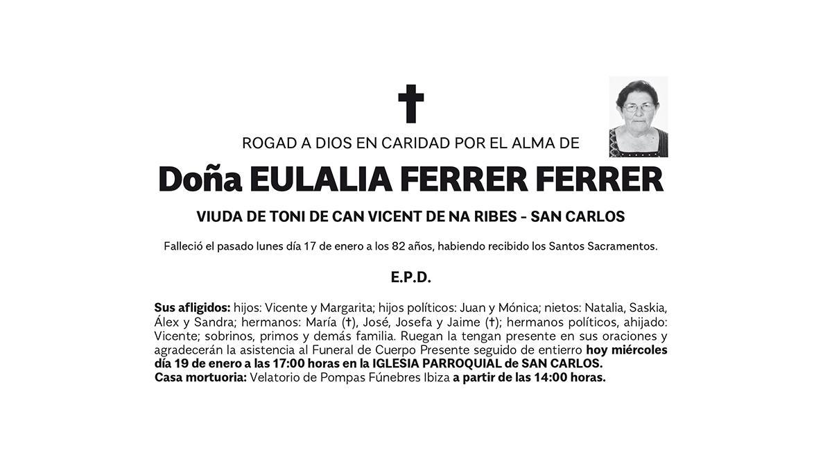 Esquela Eulalia Ferrer Ferrer - Diario de Ibiza