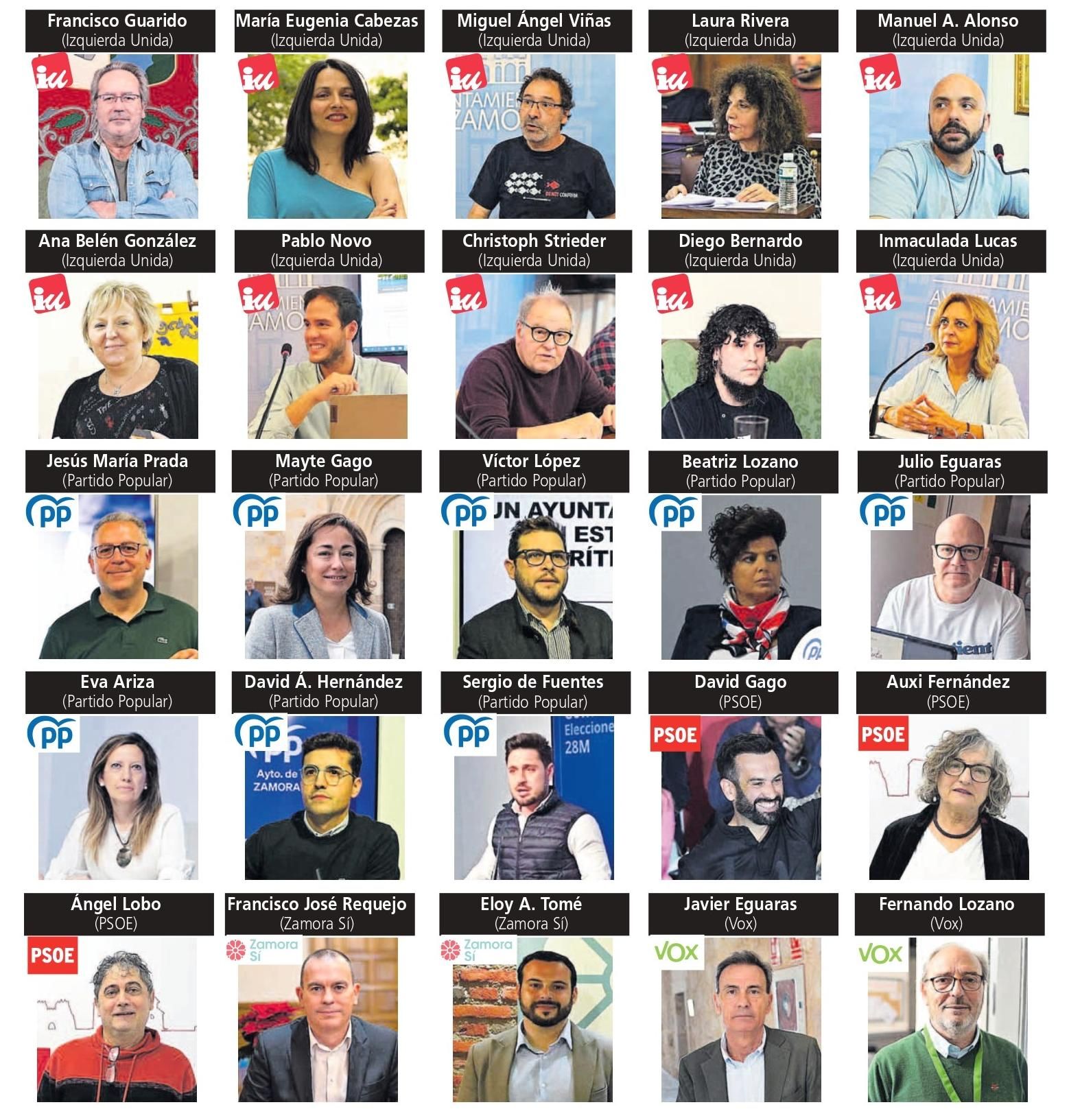 RESULTADOS 28M ZAMORA | Quiénes son los 25 concejales elegidos del Ayuntamiento de Zamora
