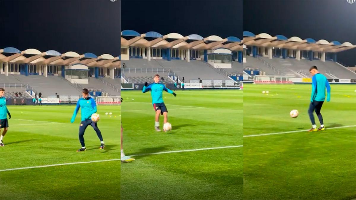 ¡Exhibición de Gavi, Pedri y Marcos Alonso con todo tipo de toques!