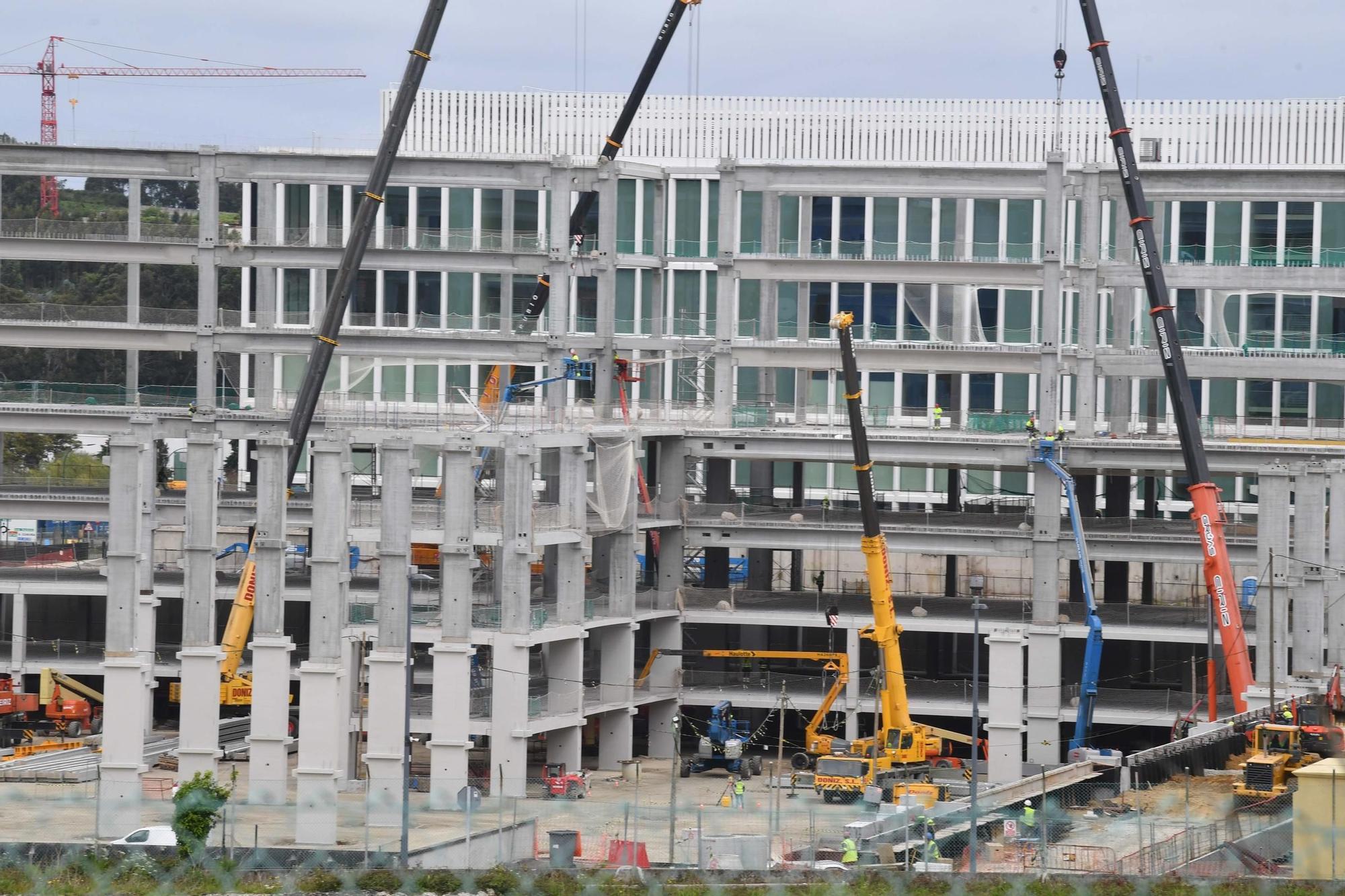 Obras del nuevo edificio de Inditex en Arteixo, en A Coruña