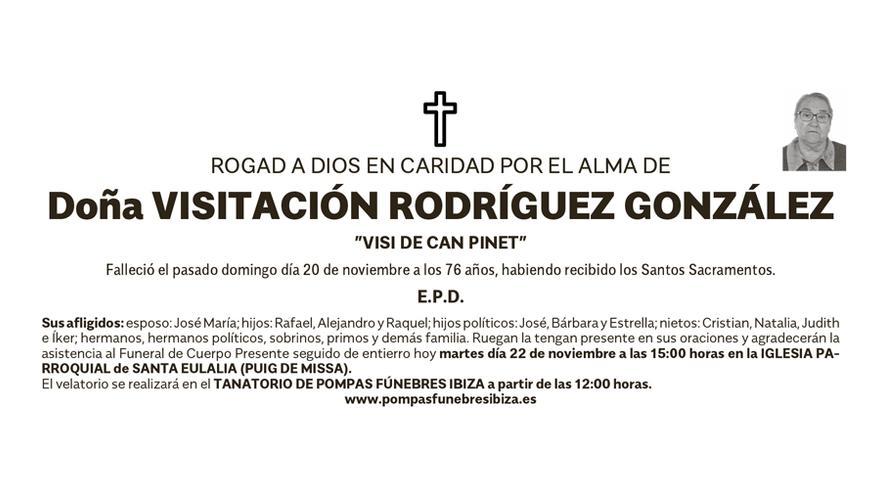 Esquela Visitación Rodríguez González - Diario de Ibiza