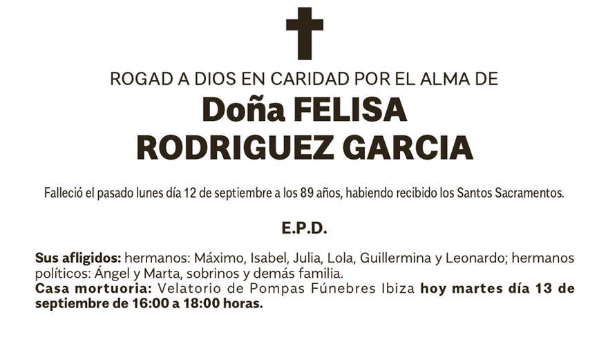 Esquela Felisa Rodríguez García - Diario de Ibiza