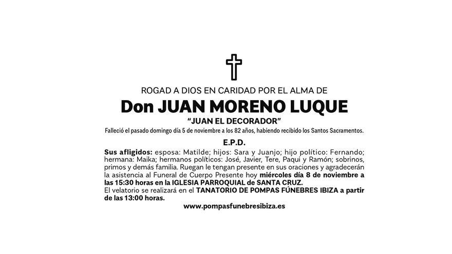 Esquela de Juan Moreno Luque - Diario de Ibiza