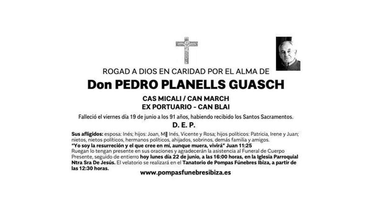 Esquela Pedro Planells Guasch