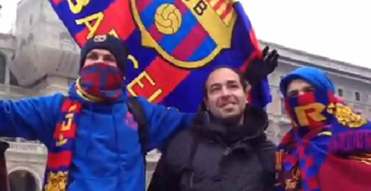Los aficionados del Barça se concentraron en el Duomo