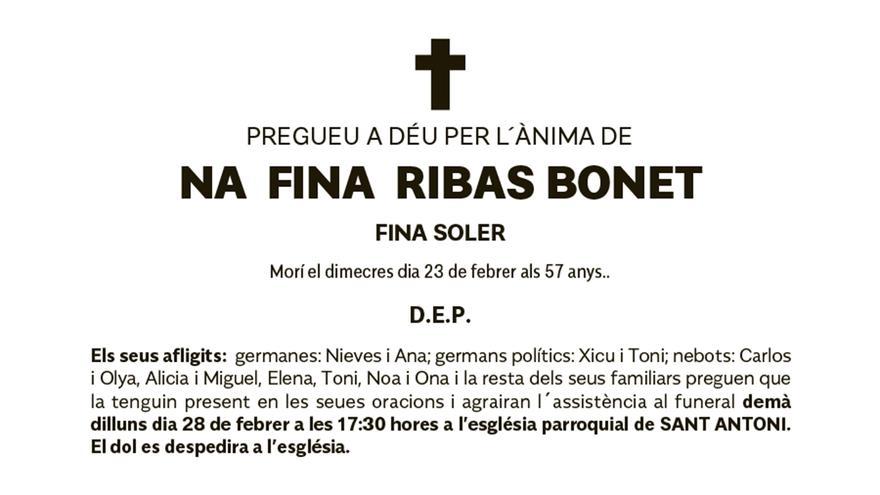 Esquela Fina Ribas Bonet - Diario de Ibiza