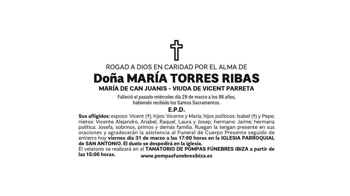 Esquela María Torres Ribas